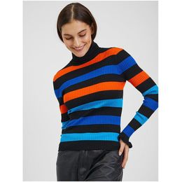 ORSAY Rollkragenpullover in Blau/ Orange - 57% | Gr&ouml;&szlig;e M | Damen-pullover-cardigans