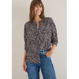 Langarmbluse Cecil, Damen, Gr. M (40), eggplant rot, Web, Obermaterial: 100% Viskose, bedruckt, bequem hüftbedeckend, Rundhals, elastischer Bund, Blusen, mit grafischem Muster