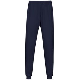Schlafanzug TRIGEMA "TRIGEMA Schlafanzughose Bündchen", Mädchen, Gr. 152, blau (navy), 100% Baumwolle, Homewear-Sets Schlafanzug