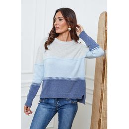 So Cachemire Pullover "Lurcia" in Grau/ Hellblau/ Blau - 66% | Gr&ouml;&szlig;e M | Damen-pullover-cardigans