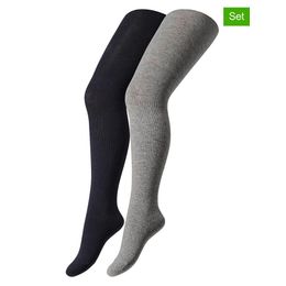 Camano 2er-Set: Strumpfhosen in Grau/ Dunkelblau - 43% | Größe 134/146 | Babysocken-strumpfhosen