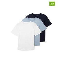 Tom Tailor 3er-Set: Shirts in Wei&szlig;/ Hellblau/ Dunkelblau - 55% | Gr&ouml;&szlig;e XL | Herren-plussize