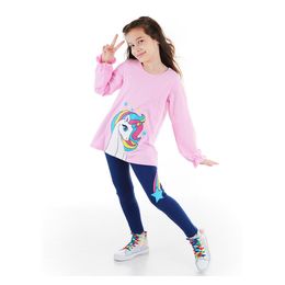 Denokids 2tlg. Outfit "Rainbow" in Rosa/ Dunkelblau - 57% | Größe 128 | Kinderhosen