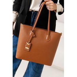 Lia Biassoni Leder-Schultertasche in Hellbraun - (B)34 x (H)29 x (T)12 cm - 75% | Damen-taschen