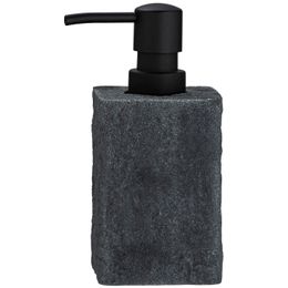 Seifenspender Wenko "Villata", grau (grau, schwarz), Polyresin (Kunststein), Dosierspender, Seifenspender, Grau, 300 ml