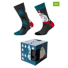 Camano 2er-Set: Socken in Grau/ Rot/ Türkis - 50% | Größe 23-26 | Kinder-socken-strumpfhosen