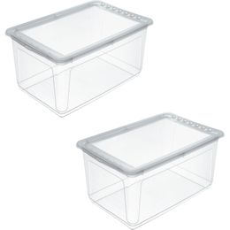 Aufbewahrungsbox keeeper "bea, 2er Set, mit Air Control-System 43L, 59 x 39 x 27 cm", transparent, B:59cm H:27cm T:39cm, Kunststoff, Aufbewahrungsboxen, Aufbewahrungsbox, Air-Control-System, stapelbar