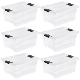 Aufbewahrungsbox keeeper "Cornelia, 6er Set, 12 L, 39,5 x 29,5 x 17,5 cm", transparent, B:39,5cm H:17,5cm T:29,5cm, Kunststoff, Aufbewahrungsboxen, Aufbewahrungsbox, durch Clips verschlie&szlig;bar, Griffe am Boden