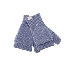 Strickhandschuhe Chillouts "Nadine Glove", Damen, blau (washed blau), Feinstrick, Materialmix, meliert, unifarben, Handschuhe, mit Knopfverschlusssystem
