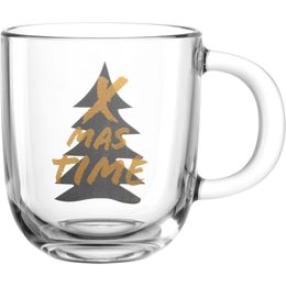 Tasse Leonardo "SILENZIO mit Spruch", transparent, B:12,5cm H:10cm Ø:8,7cm, Glas, Trinkgefäße, Tasse, -X MAS TIME-, 400ml