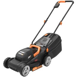 Akkurasenmäher WORX "WG730E", schwarz, B:107cm H:90cm T:33cm, Rasenmäher, 20V/4Ah, 200m², 30cm/30-70mm, 30 Liter, bürstenlos