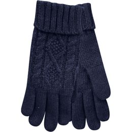 Strickhandschuhe Capelli New York, Damen, blau (navy), Strick, Materialmix, Zopfmuster, unifarben, Handschuhe, elegantes Zopfstrickmuster, Umschlag am Bündchen, Wollanteil