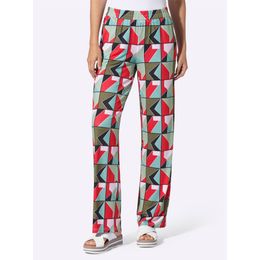 Webhose Heine, Damen, Gr. 48, Normalgr&ouml;&szlig;en, pink, schwarz, bedruckt, 95% Polyester, 5% Elasthan, bedruckt, gemustert, mehrfarbig, Hosen