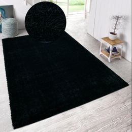 Hochflor-Teppich my home "Malin" Gr. 6, schwarz, B:200cm H:43mm L:300cm, Kunstfaser, Teppiche, Shaggy in Uni-Farben, einfarbig, leicht gl&auml;nzend, besonders weich