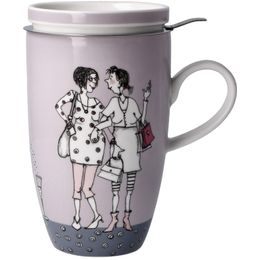 Tasse Goebel "Barbara Freundlieb", bunt, B:8cm H:14cm, Metall, Porzellan, Trinkgefäße, Tasse, Teetasse mit Deckel/Sieb, Barbara Freundlieb - Ziemlich b. Freundinnen
