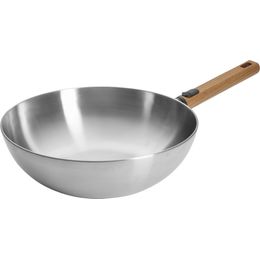 Wok Woll "Logic Steel", silberfarben, natur, H:10cm Ø:30cm, Pfannen, Wok, 5-Schicht-Aufbau