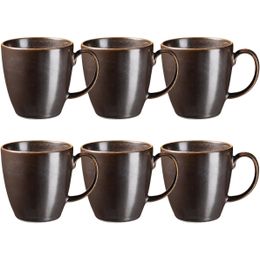 Mäser Becher MÄSER "POWERFUL, Kaffeebecher Set, Porzellan", schwarz, braun, B:12,5cm H:9,5cm Ø:9cm, Porzellan, Trinkgefäße, Becher