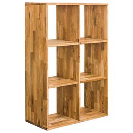Livetastic Regal, Eiche, Holz, Wildeiche, massiv, 4 F&auml;cher, 75.4x112.2x35 cm, in verschiedenen Gr&ouml;&szlig;en erh&auml;ltlich, Wohnzimmer, Regale, B&uuml;cherregale