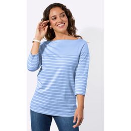T-Shirt "Ringelshirt", Damen, Gr. 38, eisblau, ecru, geringelt, 100% Baumwolle, gemustert, gestreift, U-Boot-Ausschnitt, Shirts T-Shirt