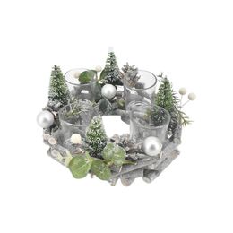 X-Mas Kerzenhalter, Mehrfarbig, Kunststoff, Glas, Naturmaterialien, 12 cm, Bsci, zum Stellen, Dekoration, Kerzen & Zubeh&ouml;r, Kerzenhalter