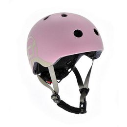 Scoot and Ride Kinderhelm Safety Helmet, Rosa, Hellgrau, Kunststoff, Textil, Gr. Xxs-S, RoHS, Magnetverschluss, sehr leicht, stabil, mit LED-Licht, Kinnpolster,Magnetverschluss, Kinnpolster, Freizeit, Sport & Fitness, Fahrr&auml;der, Kinderhelme