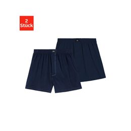 H.I.S. Weiter Boxer H.I.S, Herren, Gr. 3XL, 2 Stk., blau (marine), Jersey, Obermaterial: 95% Baumwolle, 5% Elasthan, unifarben, bequem, Unterhosen, aus weicher Single Jersey Ware
