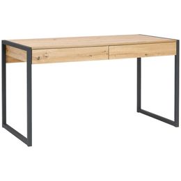 Mid.you Schreibtisch, Schwarz, Eiche Artisan, Metall, Holzwerkstoff, 2 Schublade(n) Schubladen, rechteckig, Flachrohr, 70x75x140 cm, Bsci, Stauraum, Arbeitszimmer, Schreibtische, B&uuml;rotische