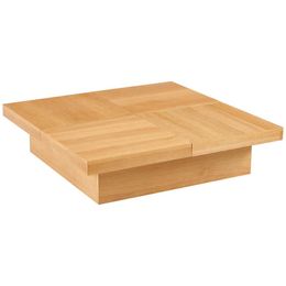 Livetastic Couchtisch, Eiche, Holz, Holzwerkstoff, Eiche, furniert, quadratisch, eckig, 25x100x100 cm, Stauraum, einfacher Aufbau, Wohnzimmer, Wohnzimmertische, Couchtische, Couchtische mit Stauraum