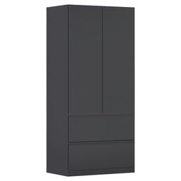Rauch M&ouml;bel Dreht&uuml;renschrank, Grau, Holzwerkstoff, 1 F&auml;cher, 2 Schublade(n) Schubladen, 91x197x54 cm, Blauer Engel, BQ - B&uuml;ndnis f&uuml;r Qualit&auml;t, Made in Germany, Schlafzimmer, Kleiderschr&auml;nke, Dreht&uuml;renschr&auml;nke