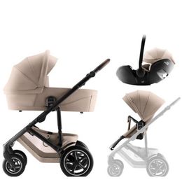 R&ouml;mer Britax Britax R&ouml;mer Kinderwagenset Smile 5Z Set, Beige, Textil, 57x112x97.7 cm, EN 1888, ECE R 129 i-Size, Feststellbremse, Federung, 5-Punkte-Gurt, f&uuml;r Babyschale geeignet, Griff in Lederoptik, Sitz umsetzbar, Reflektorstreifen, abnehmbarer Schutzb&uuml;gel,abnehmbarer und waschbarer Bezug, Flugzeugzulassung, Gurtl&auml;ngenverstellung, h&ouml;henverstellbare Kopfst&uuml;tze, Sonnendach, integriertes Gurtsystem, optimaler 