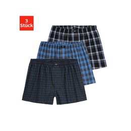 H.I.S. Webboxer H.I.S, Herren, Gr. 9, 3 Stk., blau (blau, kariert), Webqualit&auml;t, Obermaterial: 100% Baumwolle, kariert, weit, Unterhosen, mit verschiedenen Karomustern, Topseller