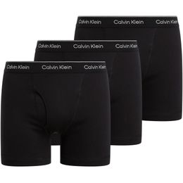 Boxer "BOXER BRIEF 3PK", Damen, Gr. S (48), schwarz (schwarz, schwarz, schwarz), Jersey, Obermaterial: 100% Baumwolle, Calvin Klein Underwear, unifarben, k&ouml;rpernah, Unterhosen, mit Logo-Elastikbund (3 St&uuml;ck), Topseller