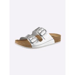 Pantolette MUBB, Damen, Gr. 42, silberfarben, Glattleder, Rindsleder, Schuhe Pantolette