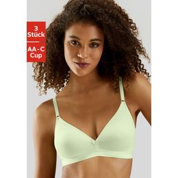 Bralette-BH Petite Fleur, Damen, Gr. 70, Cup C, gr&uuml;n (2xwei&szlig;, 1xmint), Jersey, Obermaterial: 75% Baumwolle, 15% Elasthan, 10% Polyester, BHs Bralette B&uuml;gelloser-BH, ohne B&uuml;gel im Triangel-Schnitt