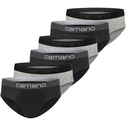 Slip Camano "comfort", Herren, Gr. XL, schwarz (mix, schwarz), Obermaterial: 95% Baumwolle, 5% Elasthan, unifarben, k&ouml;rpernah, Unterhosen Slip, mit elastischem Logobund