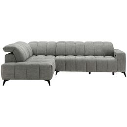 Xora Ecksofa, Dunkelgrau, Metall, Textil, 4-Sitzer, Ottomane links, L-Form, 293x214 cm, elektrischer Sitzvorzug, Wohnzimmer, Sofas & Couches, Wohnlandschaften, Ecksofas