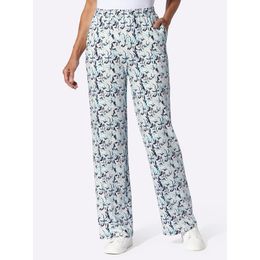 Schlupfhose, Herren, Gr. 42, Normalgr&ouml;&szlig;en, ecru, marine, bedruckt, 100% Baumwolle, gebl&uuml;mt, gemustert, mehrfarbig, Hosen Schlupfhose
