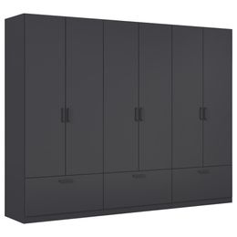 Rauch M&ouml;bel Kleiderschrank, Grau, Metall, 6 F&auml;cher, 3 Schublade(n) Schubladen, 271x210x54 cm, Blauer Engel, Goldenes M, Made in Germany, in verschiedenen Gr&ouml;&szlig;en erh&auml;ltlich, Holzdekoren erh&auml;ltlich, Schlafzimmer, Kleiderschr&auml;nke, Dreht&uuml;renschr&auml;nke