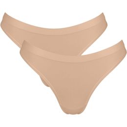 Sloggi Damen Tanga "GO Sense", Gr. Mpeanut butter, Single Jersey, Obermaterial: 88% Modal, 12% Elasthan, Unterhosen, Modalmix, nahtlos, flacher Saum,