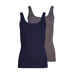 Unterhemd Skiny "Cotton Advantage", Damen, Gr. 40, N-Gr, blauvolcanic selection, Obermaterial: 94% Baumwolle, 6% Elasthan, unifarben, figurbetont, Rundhals, Unterhemden Unterhemd, bequem, weich, basic, eng, Baumwollmix