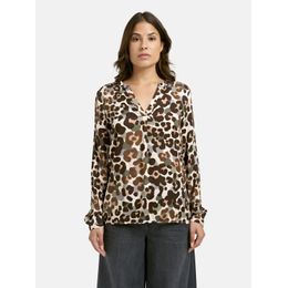 Smith & Soul Langarmbluse SMITH & SOUL, Damen, Gr. S, choco print, Material: 100% Viskose, animal-print, regular fit normal, V-Ausschnitt, &Auml;rmel mit &Auml;rmelschlitz 1-Knopf-Manschette, Blusen