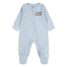 Strampler HUGGIES BABYWEAR "HUGB FOOTED COVERALL", Jungen, Gr. 4 (74), N-Gr, blau (huggies ashley blau heath), Jersey, Obermaterial: 100% Baumwolle, bedruckt, Overalls, mit Bärchenprint