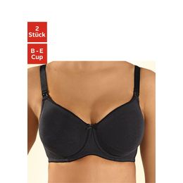 Still-BH Petite Fleur, Damen, Gr. 80, Cup D, schwarz (schwarz, wei&szlig;), Jersey, Obermaterial: 93% Baumwolle, 7% Elasthan, Basic, BHs BH BH-Set B&uuml;gel-BH Still-BH, mit B&uuml;gel aus Baumwolle
