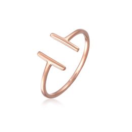Fingerring Elli Premium "Geo Statement Basic 750 Ros&eacute;gold" Gr. 54, rosa (gold), Fingerringe, Damen, 54mm, ohne Stein, Ros&eacute;gold 750, 1,5mm, Fingerring