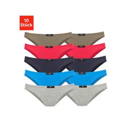H.I.S. Slip H.I.S, Damen, Gr. 36, bunt (rot, rot, marine, blau, khaki, grau, meliert), Jersey, Obermaterial: 95% Baumwolle, 5% Elasthan, unifarben, k&ouml;rpernah, Unterhosen Slip, aus elastischer Baumwoll-Qualit&auml;t