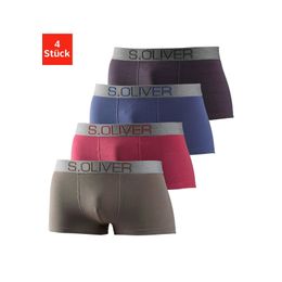 Hipster s.Oliver, Herren, Gr. S, 4 Stk., bunt (khaki, bordeaux, dunkelblau, anthrazit), Jersey, Obermaterial: 92% Baumwolle, 8% Elasthan (LYCRA), unifarben, k&ouml;rpernah, Unterhosen, knapp sitzende Boxershorts f&uuml;r Herren aus Baumwoll-Mix