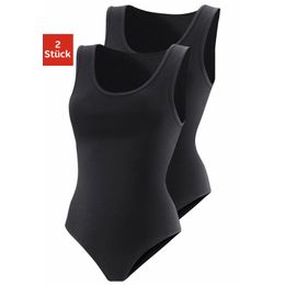 Shirtbody Vivance, Damen, Gr. 36/38, N-Gr, schwarz, Obermaterial: 95% Baumwolle, 5% Elasthan, unifarben, Basic, k&ouml;rpernah, Rundhals, Bodys Shirtbody, aus elastischer Baumwoll-Qualit&auml;t