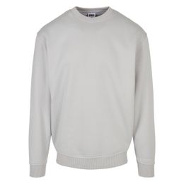 Rundhalspullover Urban Classics "Urban Classics Herren Crewneck Sweatshirt", Damen, Gr. L, lightasphalt, 65% Baumwolle, 35% Polyester, unifarben, loose fit, Rundhals, Pullover Rundhalspullover