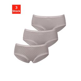 Panty Lascana, Damen, Gr. 44/46, grau (taupe), Jersey, Obermaterial: 95% Baumwolle, 5% Elasthan. Spitze: 90% Polyamid, 10% Elasthan, bedruckt, unifarben, k&ouml;rpernah, Unterhosen Panty, aus elastischer Baumwolle mit weicher Spitze