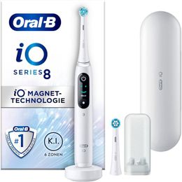 Oral-B Elektrische Zahnbürste »iO 8« 2 Stk. Aufsteckbürsten mit Magnet-Technologie, 6 Putzmodi, Farbdisplay & Reiseetui white alabaster 6...